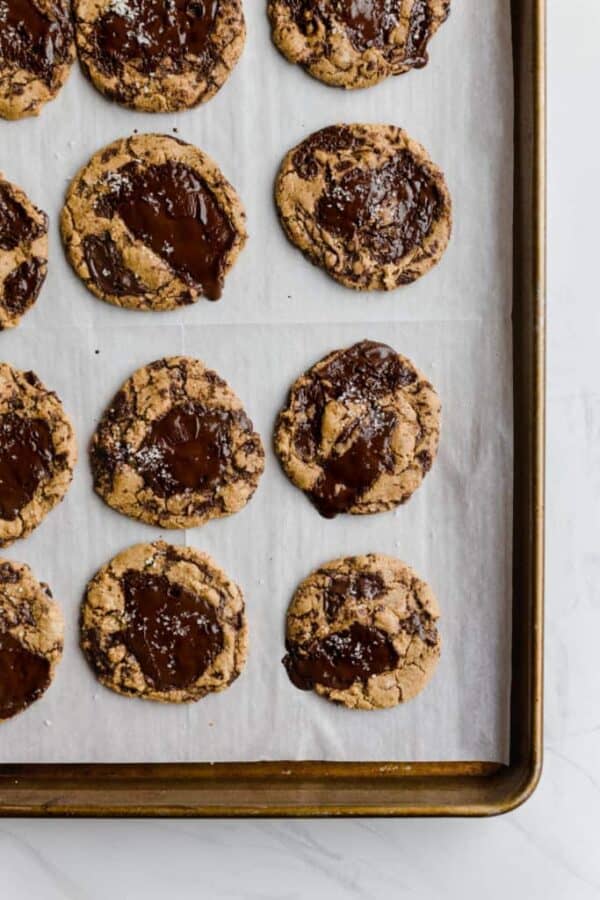 Chewy Spelt Dark Chocolate Chunk Cookies - Well Seasoned Studio