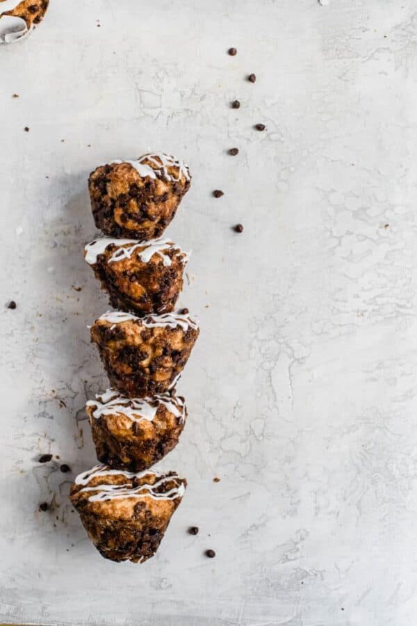 Chocolate Chip Monkey Bread Muffins with Vanilla Glaze - Well Seasoned ...
