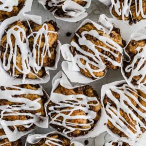 Chocolate Chip Monkey Bread Muffins with Vanilla Glaze - Well Seasoned ...