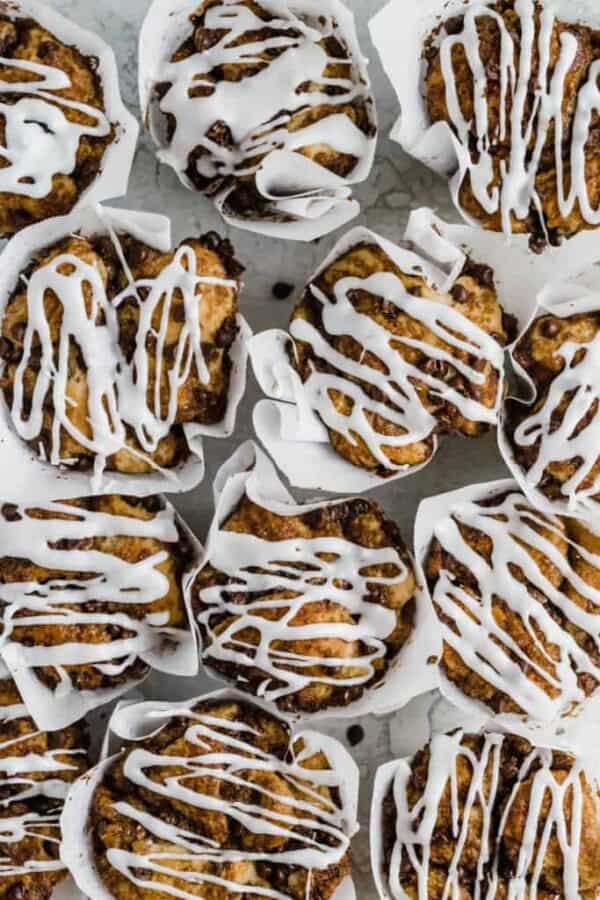 Chocolate Chip Monkey Bread Muffins with Vanilla Glaze - Well Seasoned ...