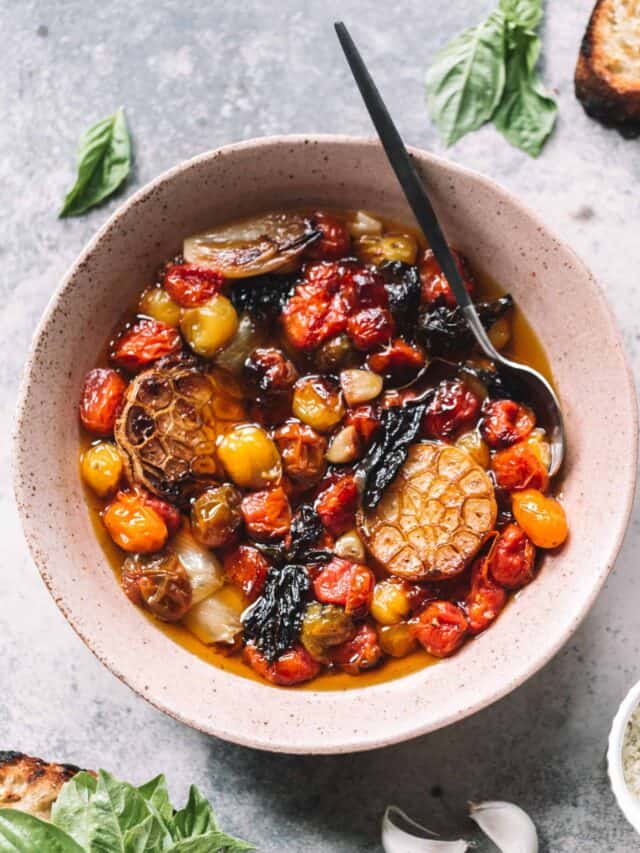 Easy Cherry Tomato Confit with Garlic & Shallots - Well Seasoned Studio