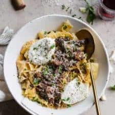 Tender Braised Beef Pappardelle with Creamy Burrata - Well Seasoned Studio