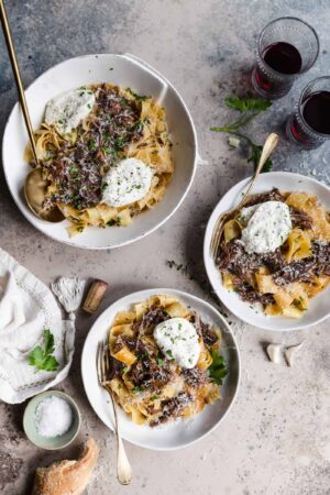 Tender Braised Beef Pappardelle with Creamy Burrata - Well Seasoned Studio