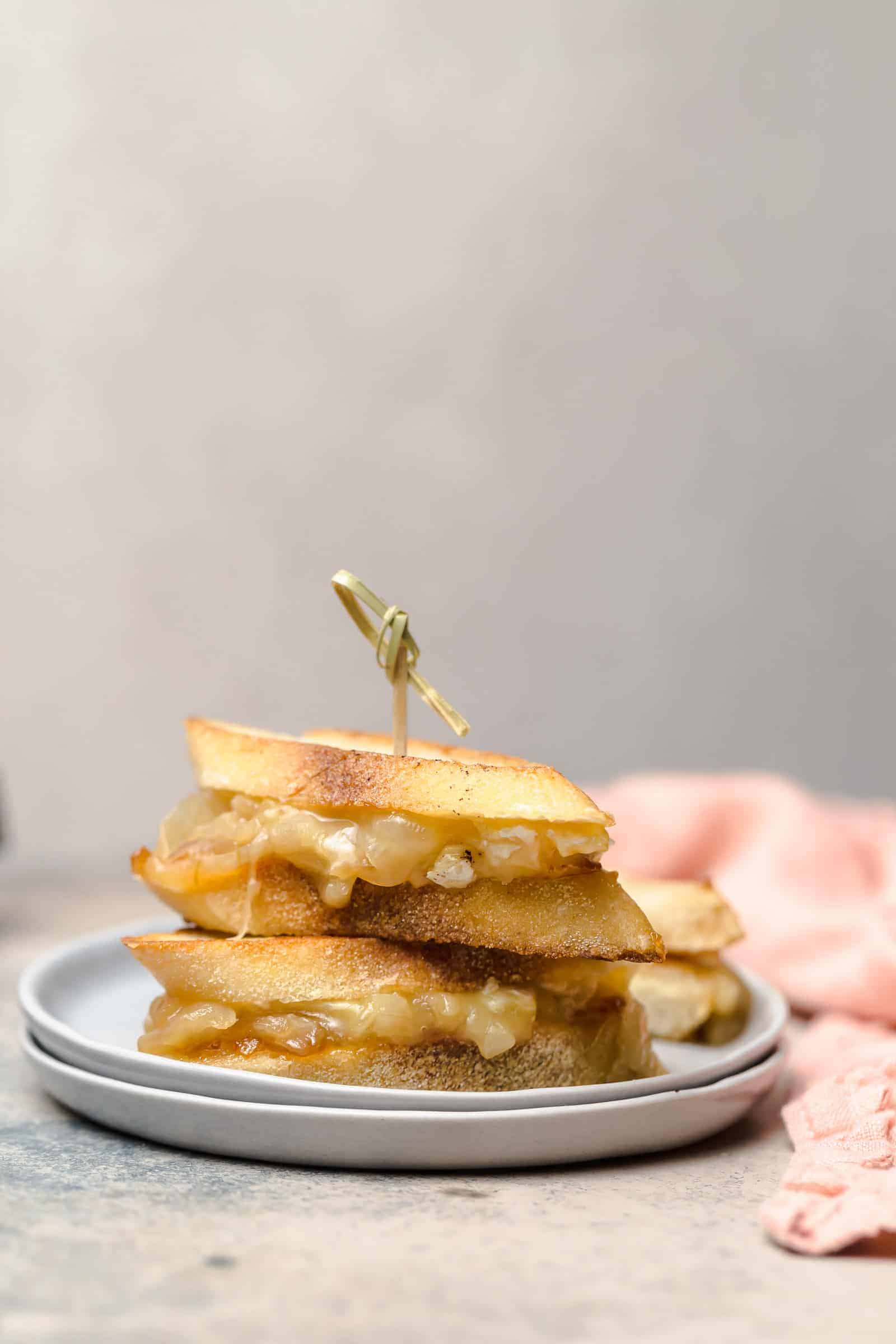 Mini Grilled Cheese with Brie & Caramelized Onions - Well Seasoned Studio