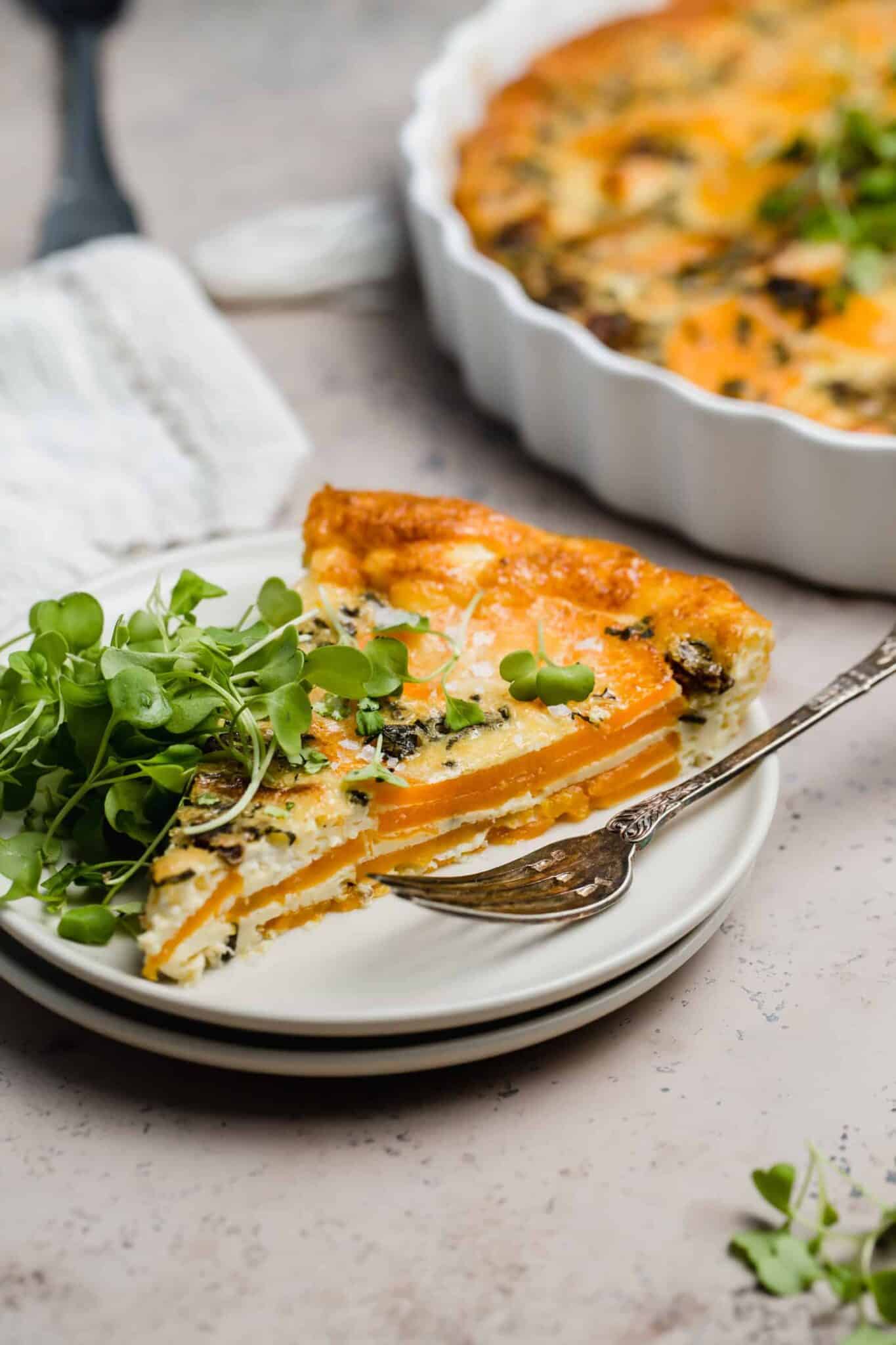 Creamy Butternut Squash and Goat Cheese Quiche - Well Seasoned Studio