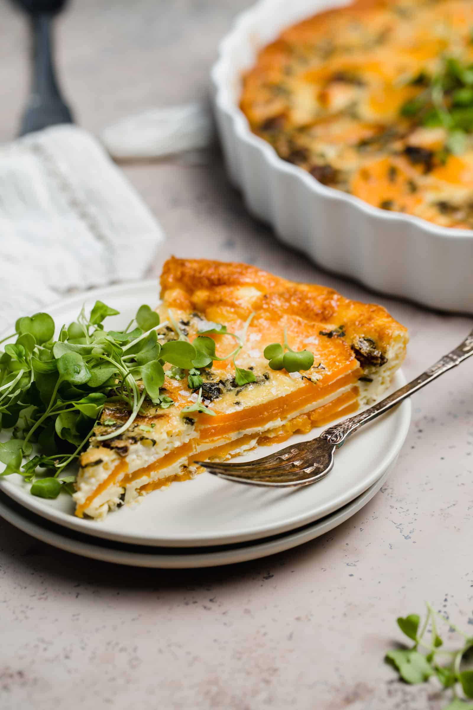 Creamy Butternut Squash and Goat Cheese Quiche - Well Seasoned Studio