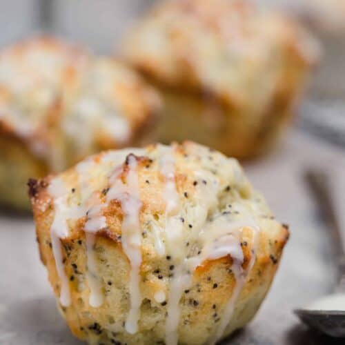 Lemon Poppy Seed Muffins with Lemon Glaze - Well Seasoned Studio