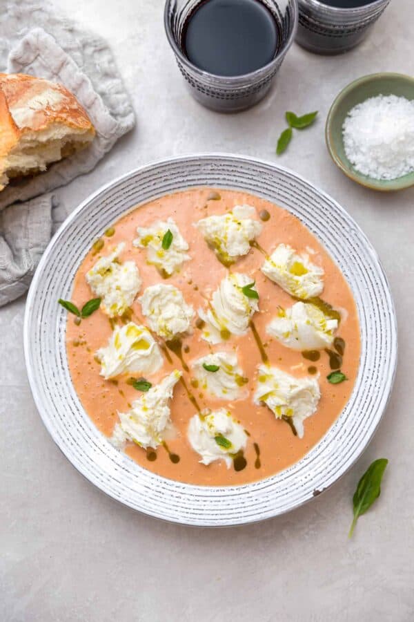 15-Minute No Cook Caprese Gazpacho - Well Seasoned Studio
