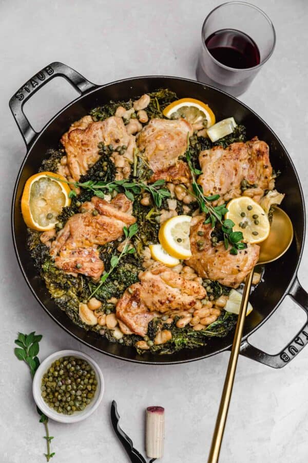Crispy Skillet Chicken with Garlicky White Beans & Kale - Well Seasoned ...