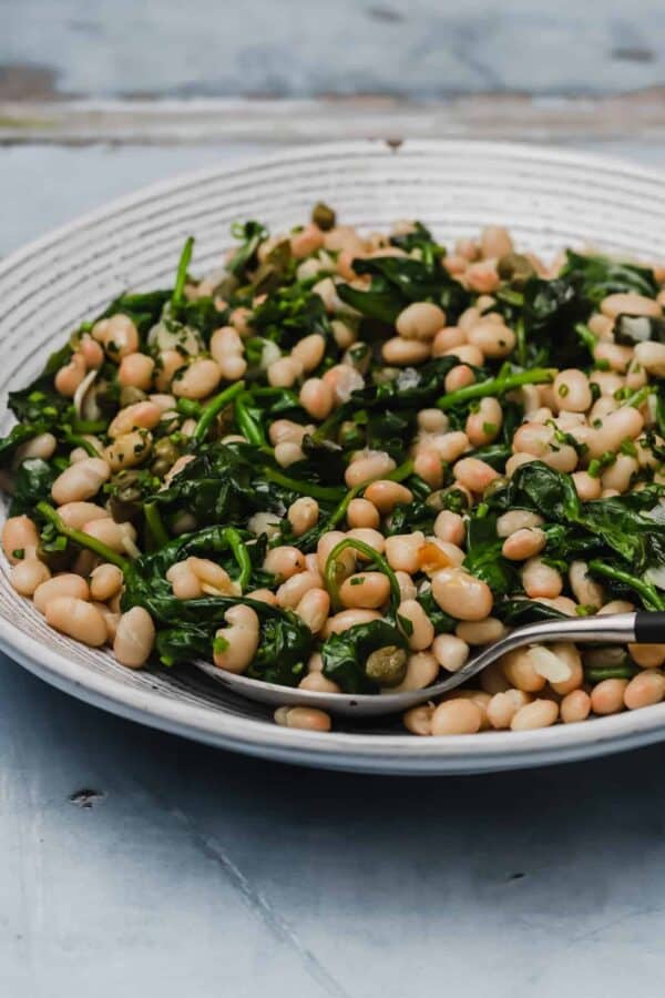 10-Minute Sautéed Garlic Spinach and White Beans - Well Seasoned Studio