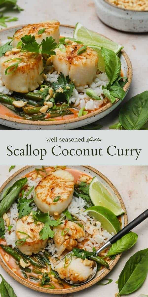 Simple Thai Curry with Scallops and String Beans - Well Seasoned Studio