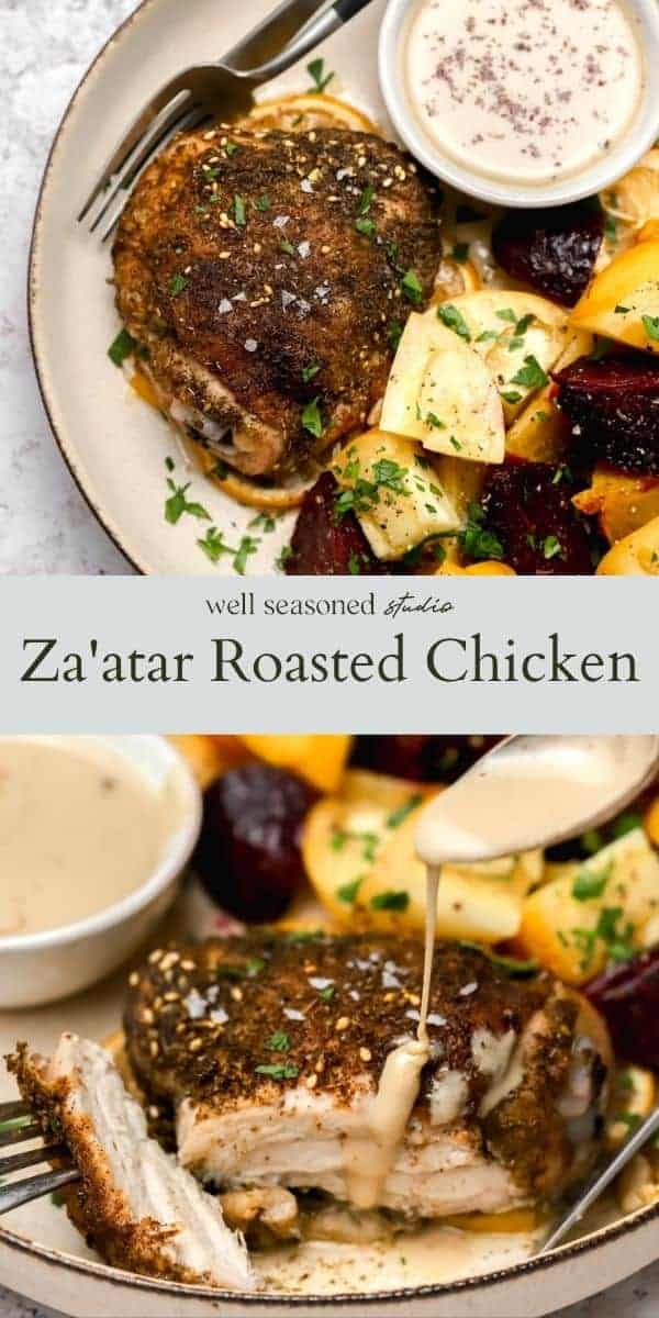 Crispy Roasted Za'atar Chicken Thighs with Tahini - Well Seasoned Studio