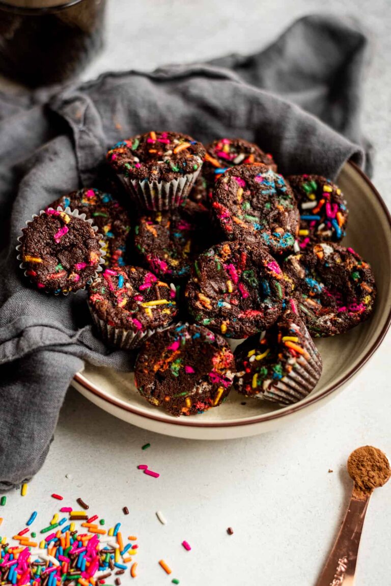 Mini Chocolate Funfetti Muffins with Greek Yogurt - Well Seasoned Studio
