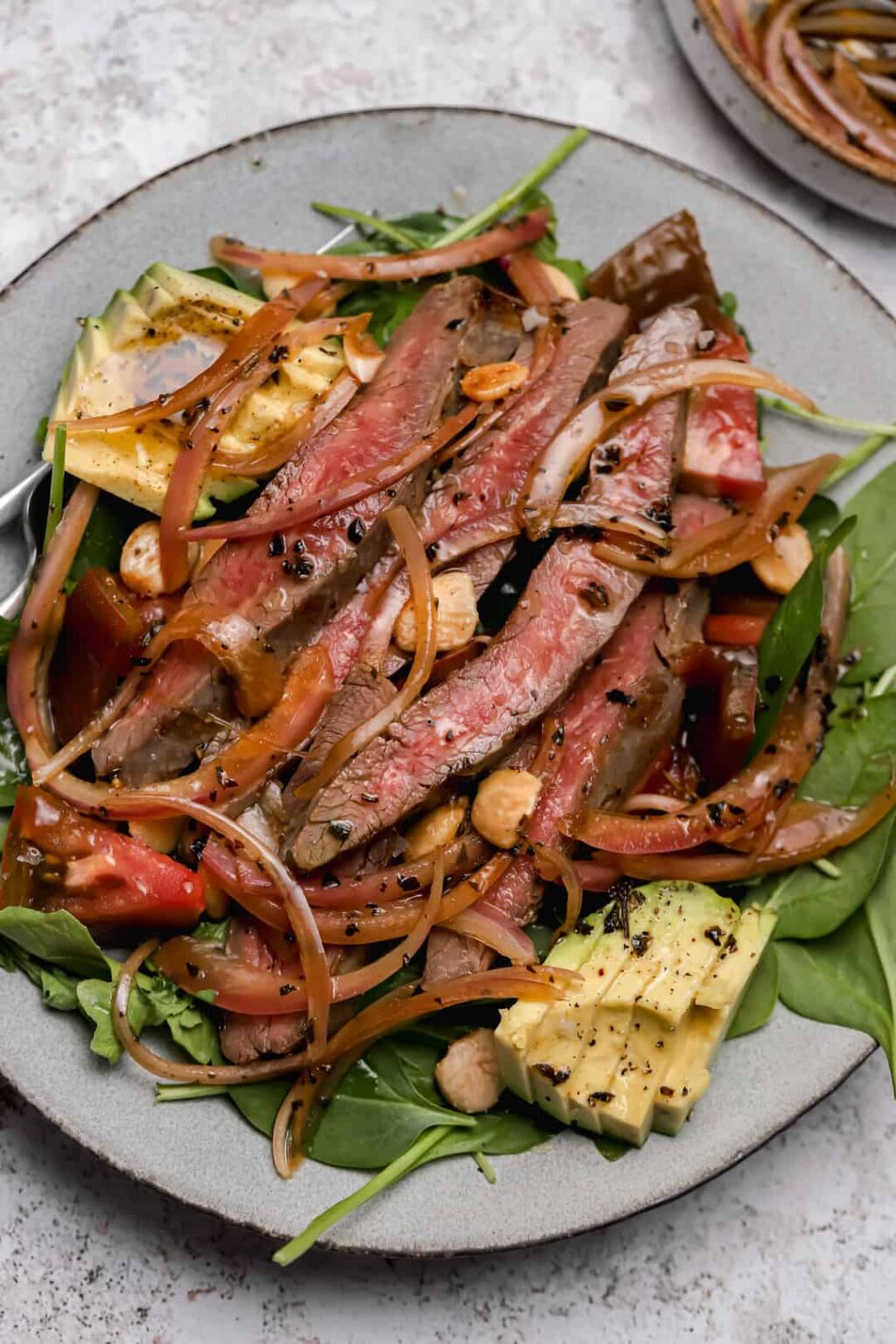 Easy Flank Steak Salad with Marinated Onions - Well Seasoned Studio