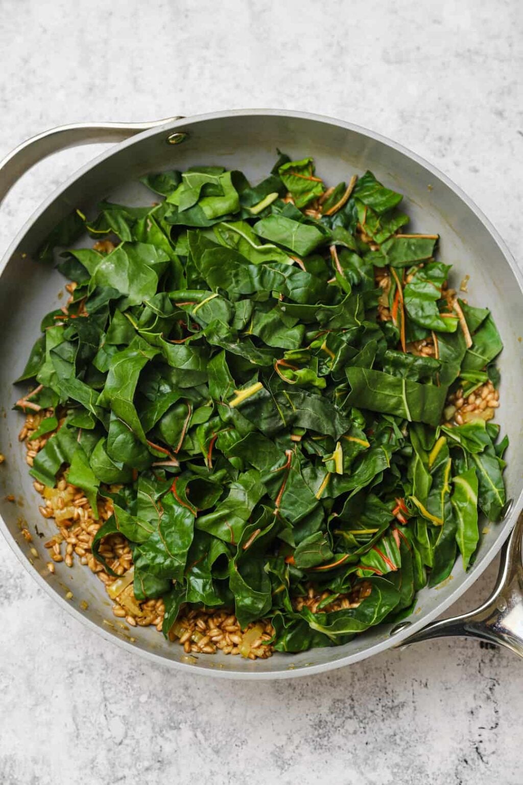 Thick, Creamy Farro Risotto (Farrotto) with Swiss Chard - Well Seasoned ...
