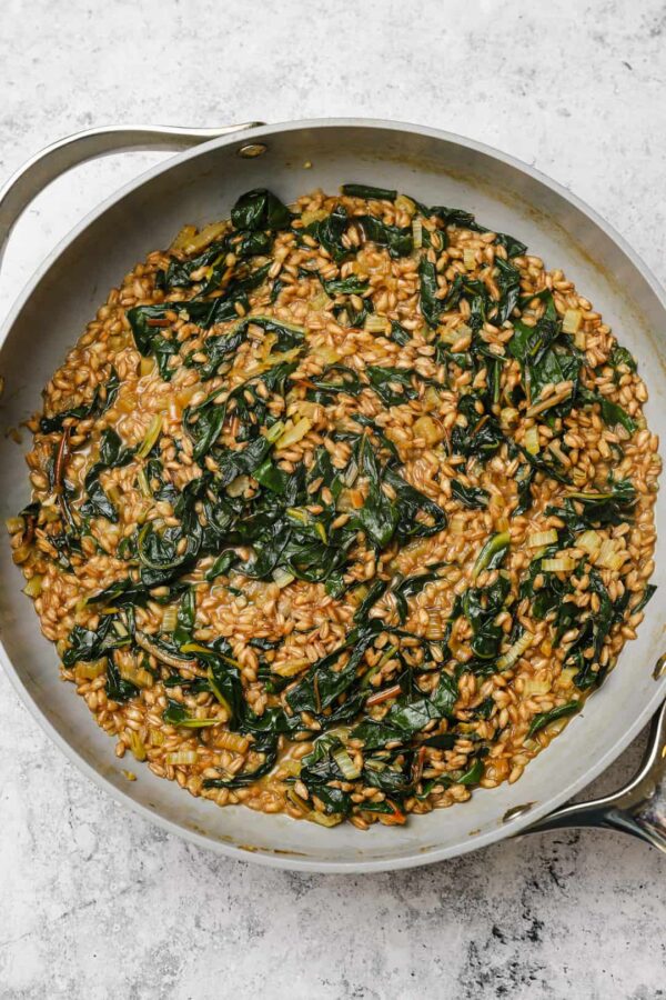 Thick, Creamy Farro Risotto (Farrotto) with Swiss Chard - Well Seasoned ...