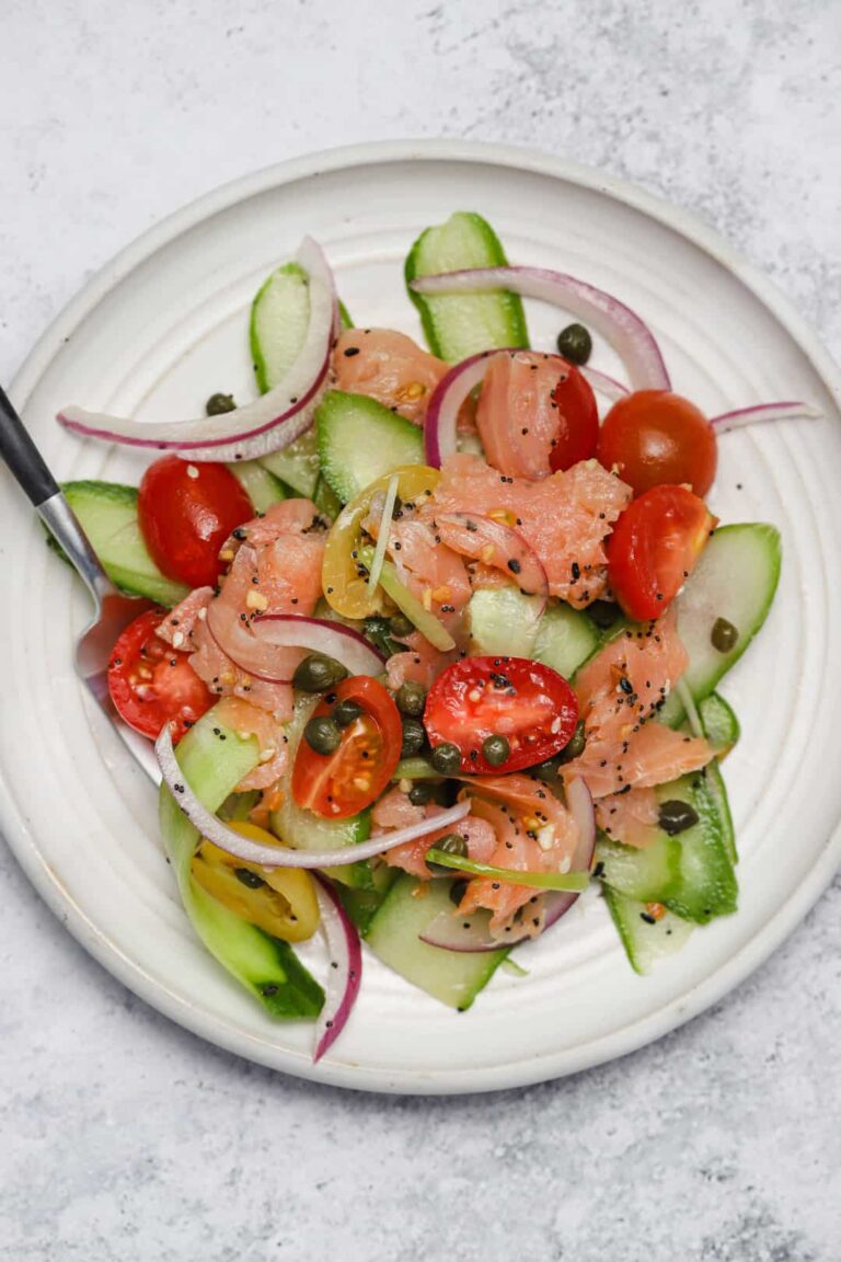 Cucumber & Tomato Salad with Smoked Salmon - Well Seasoned Studio