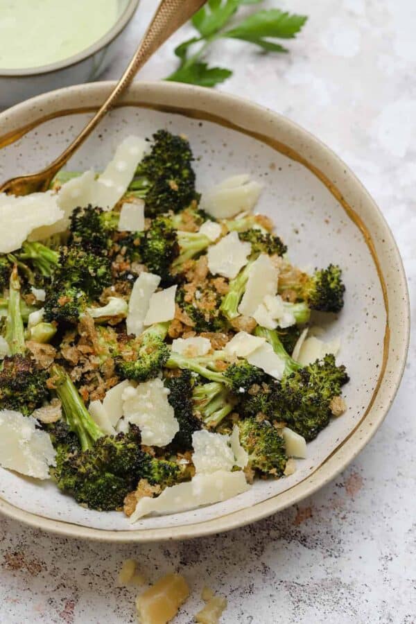 Roasted Broccoli Caesar Salad with Homemade Dressing - Well Seasoned Studio