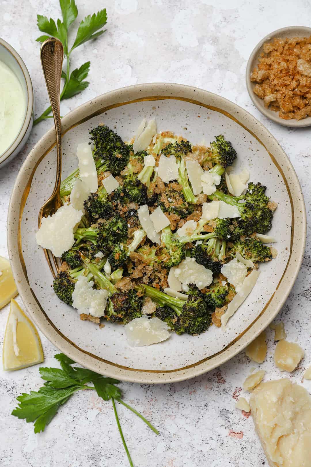 Roasted Broccoli Caesar Salad with Homemade Dressing - Well Seasoned Studio