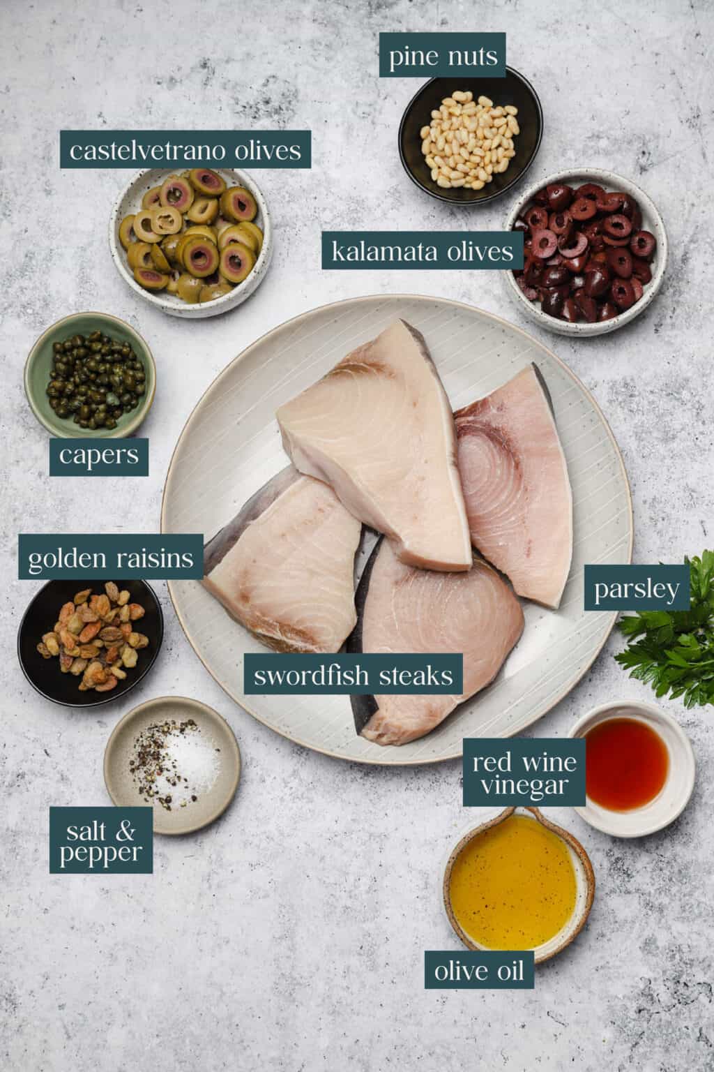 Sicilian Swordfish with Olives, Tomatoes, Raisins - Well Seasoned Studio