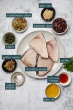 Sicilian Swordfish with Olives, Tomatoes, Raisins - Well Seasoned Studio