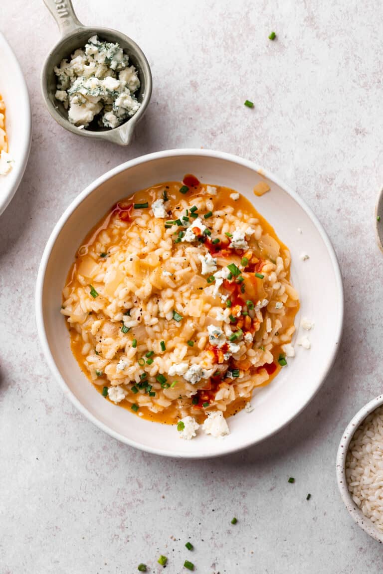 Creamy Vegetarian Risotto with Buffalo Sauce - Well Seasoned Studio
