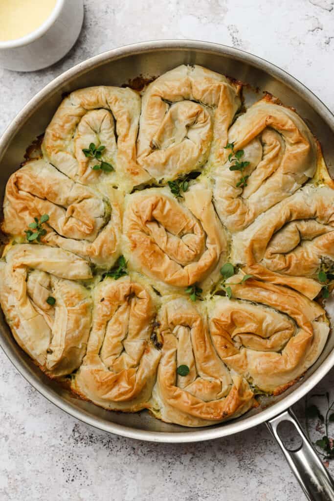 Spanakopita Spirals with Flaky Phyllo Dough - Well Seasoned Studio