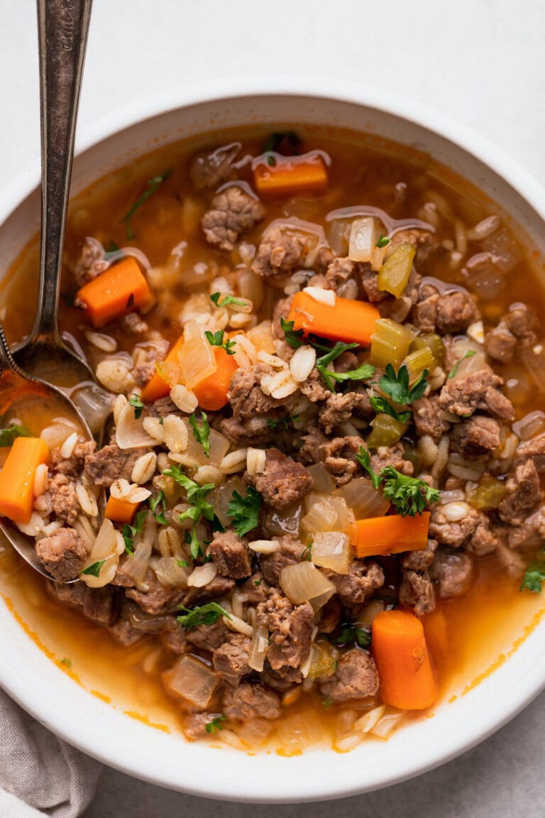 Slow-Simmered Beef Barley Soup - Well Seasoned Studio