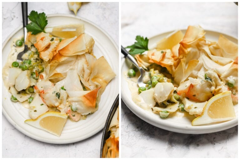 British Fish Pie with Flaky Phyllo Dough - Well Seasoned Studio