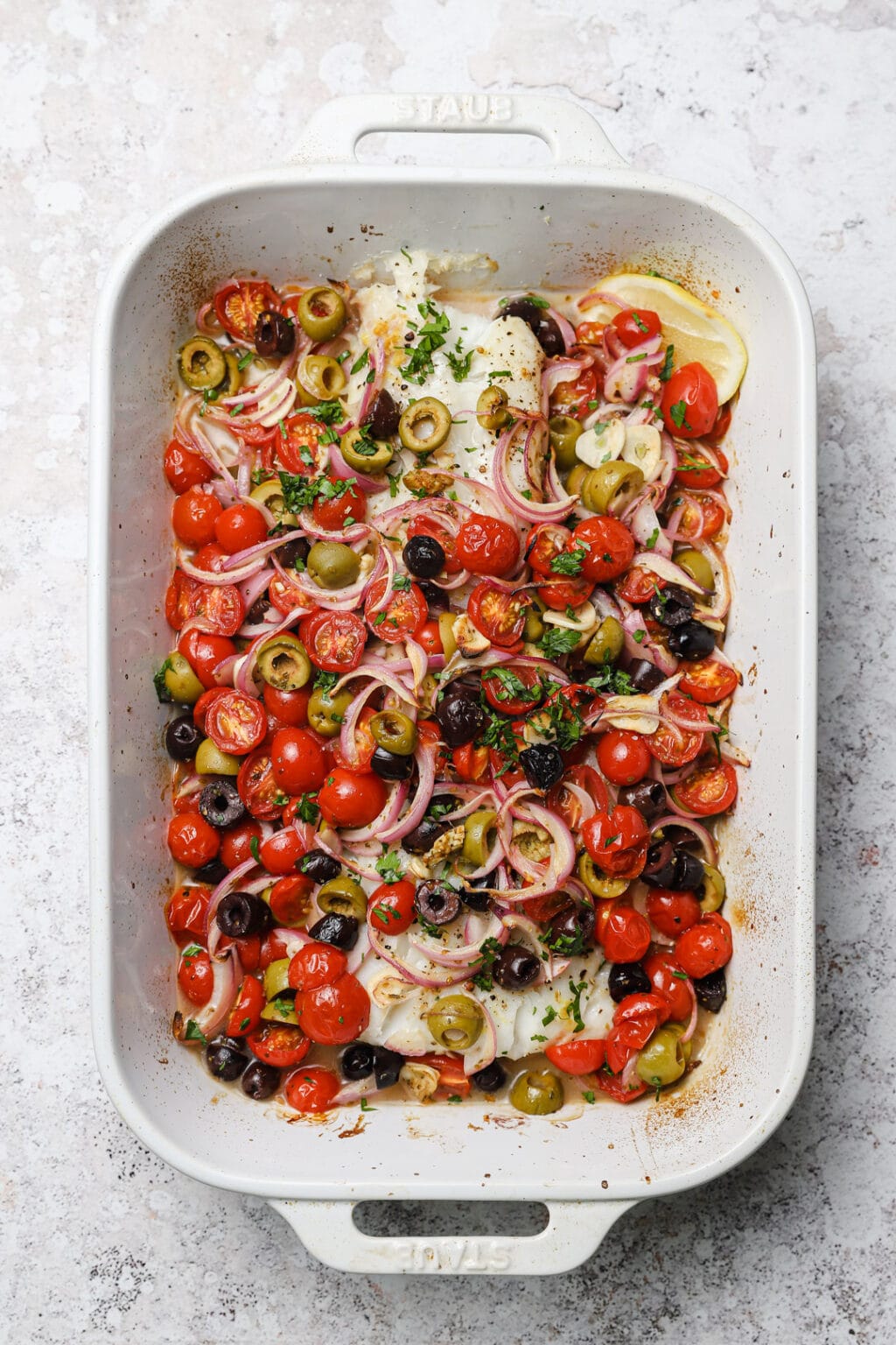 Tender, Flaky Mediterranean Baked Cod - Well Seasoned Studio