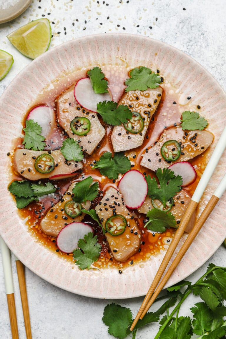 Buttery Hamachi Crudo with Soy Ginger Marinade - Well Seasoned Studio