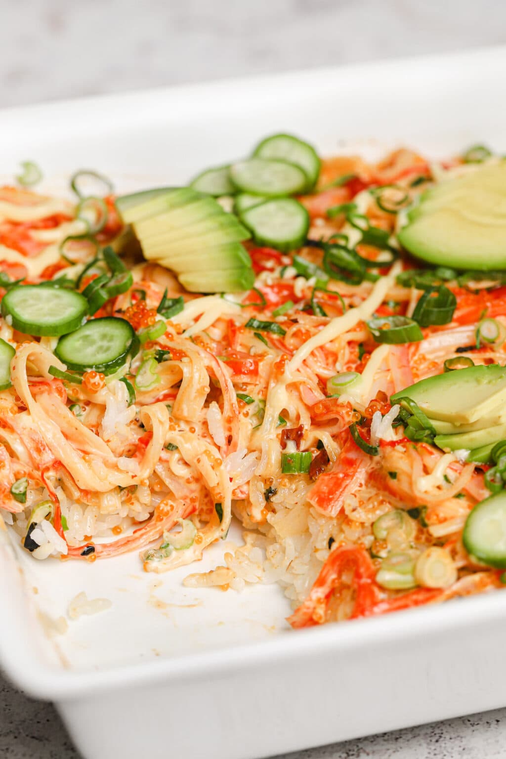 Viral Sushi Bake Recipe with Spicy Kani Salad - Well Seasoned Studio