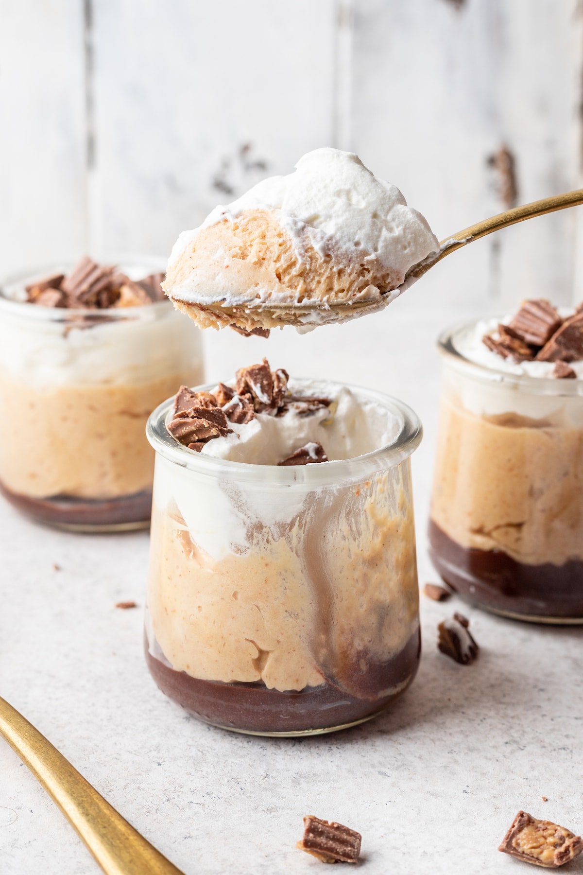 Creamy No-Cook Peanut Butter Mousse Cups - Well Seasoned Studio