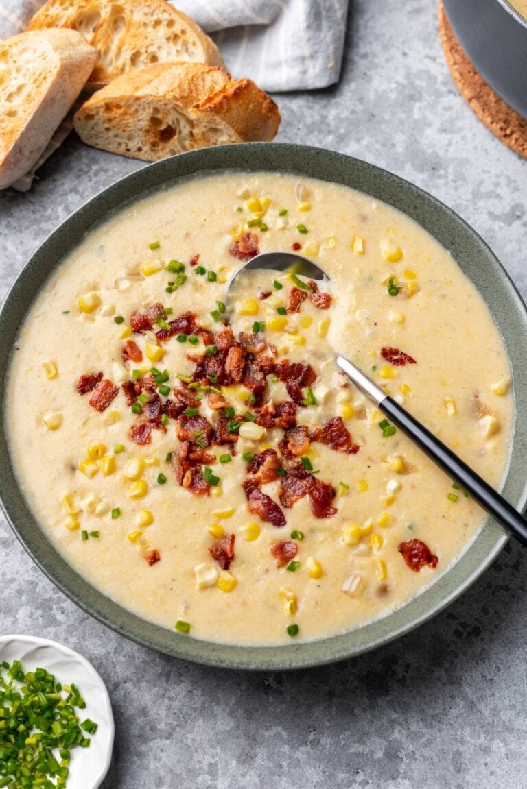 Creamy Corn Chowder with Bacon - Well Seasoned Studio