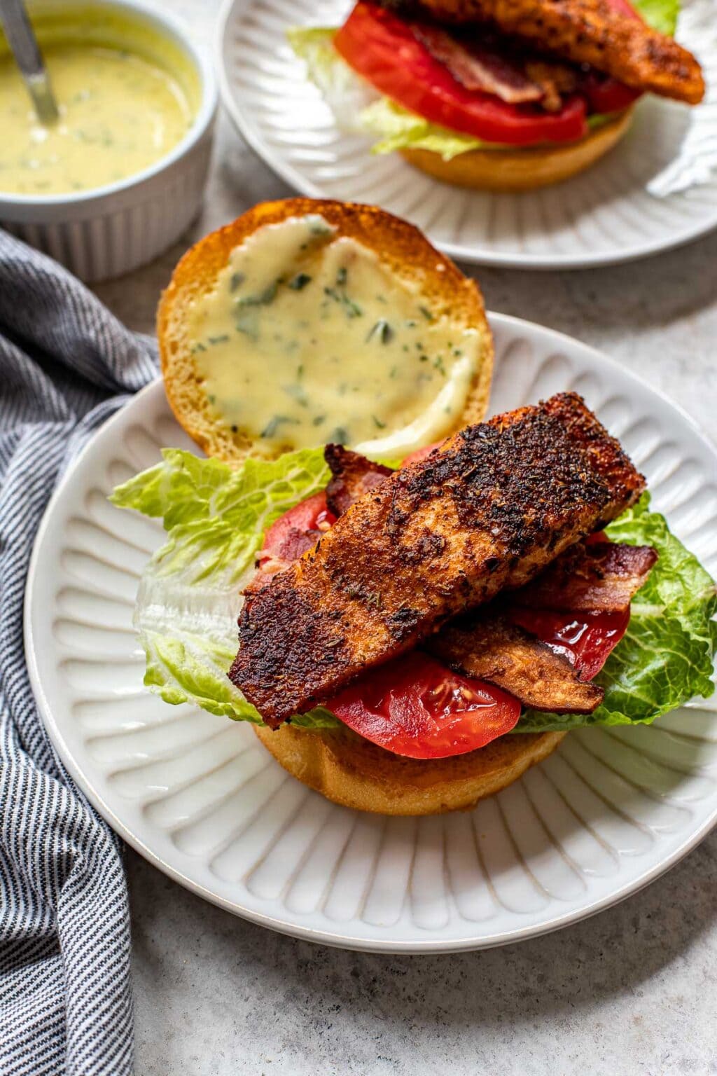 Blackened Salmon BLT with Tarragon Aioli - Well Seasoned Studio