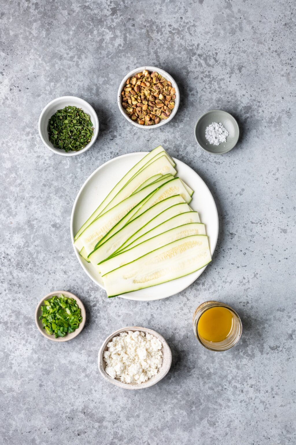 Raw Zucchini Salad with Pistachios & Mint - Well Seasoned Studio