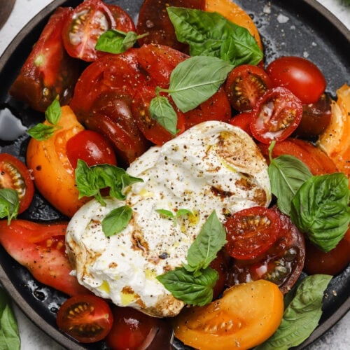 Burrata Salad with Heirloom Tomatoes - Well Seasoned Studio