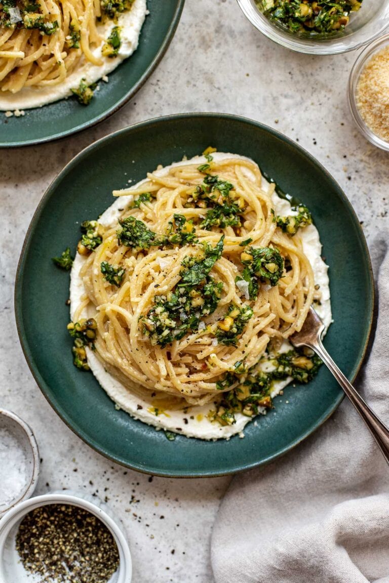 Lemon Ricotta Pasta with Walnut Gremolata - Well Seasoned Studio