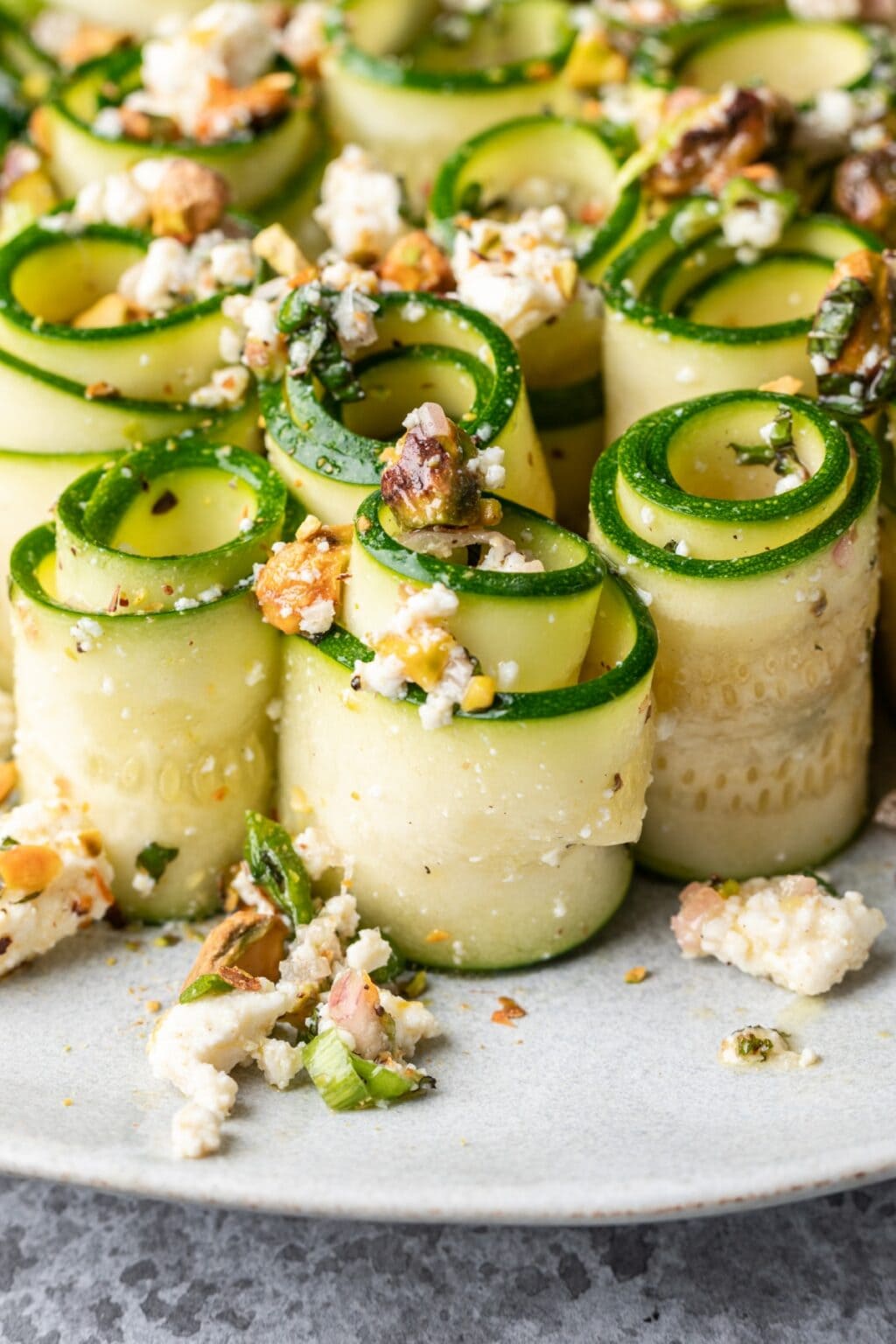 Raw Zucchini Salad with Pistachios & Mint - Well Seasoned Studio
