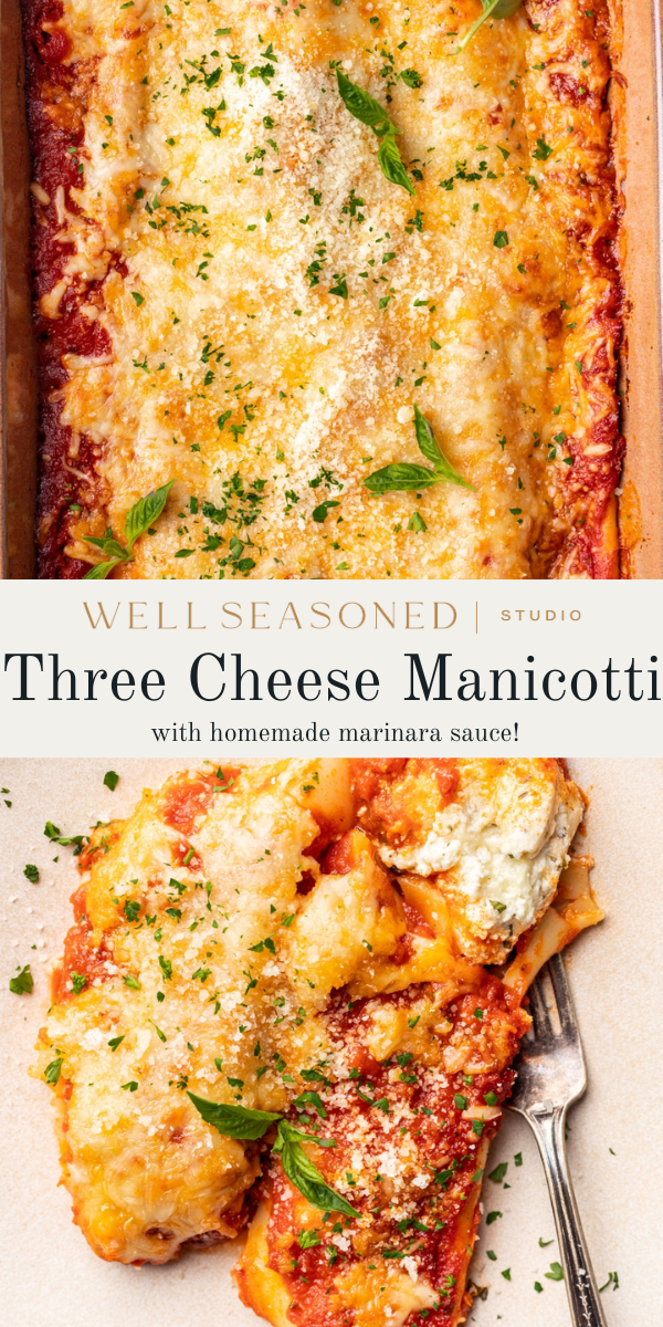 How To Make Three Cheese Manicotti - Well Seasoned Studio