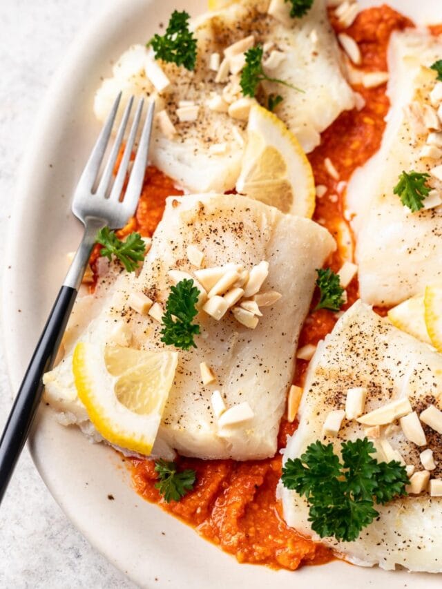 Pan Seared Cod with Romesco Sauce - Well Seasoned Studio