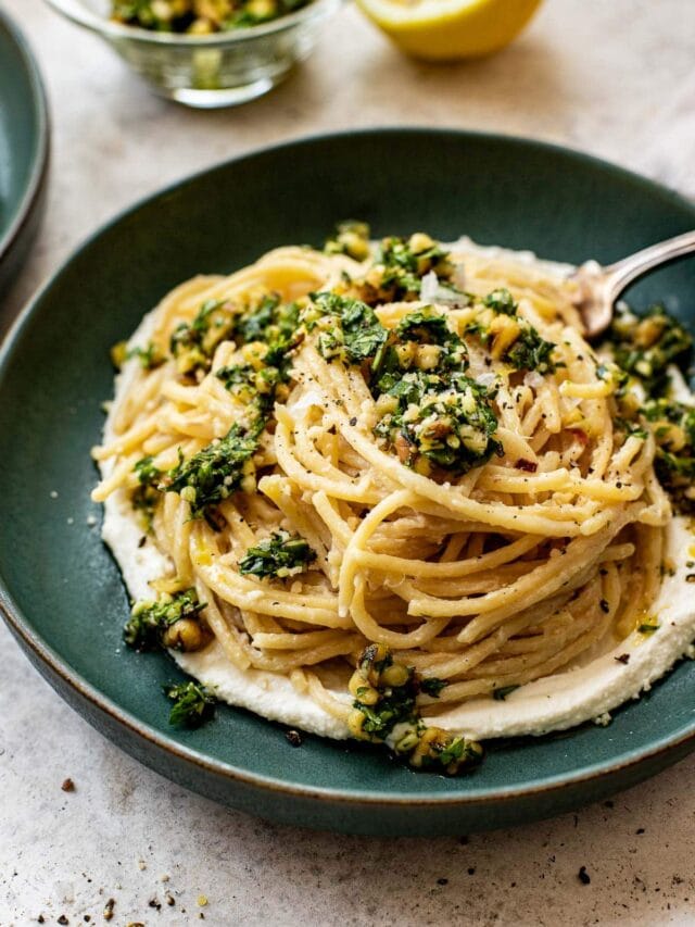 Lemon Ricotta Pasta with Walnut Gremolata - Well Seasoned Studio