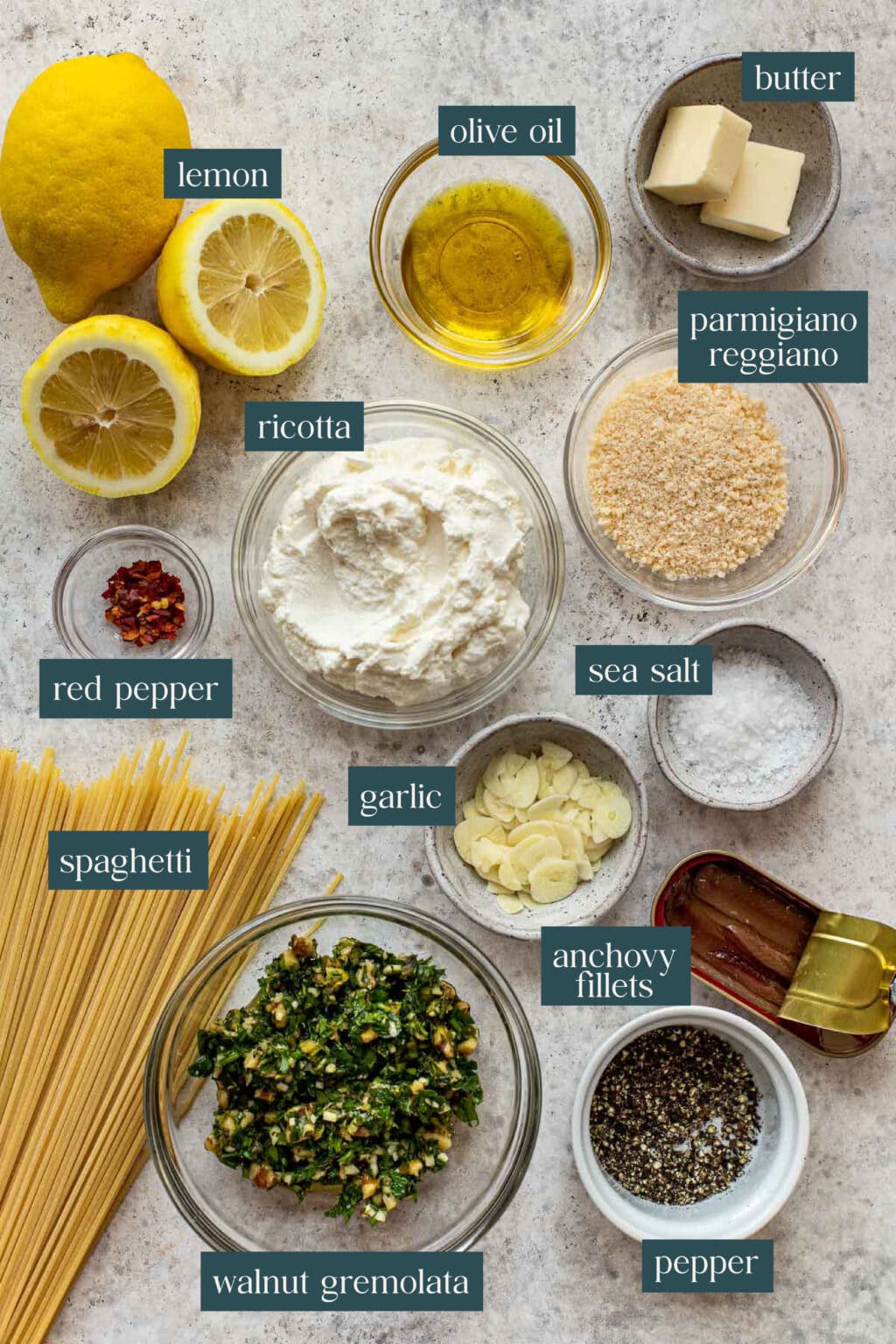 Lemon Ricotta Pasta with Walnut Gremolata - Well Seasoned Studio