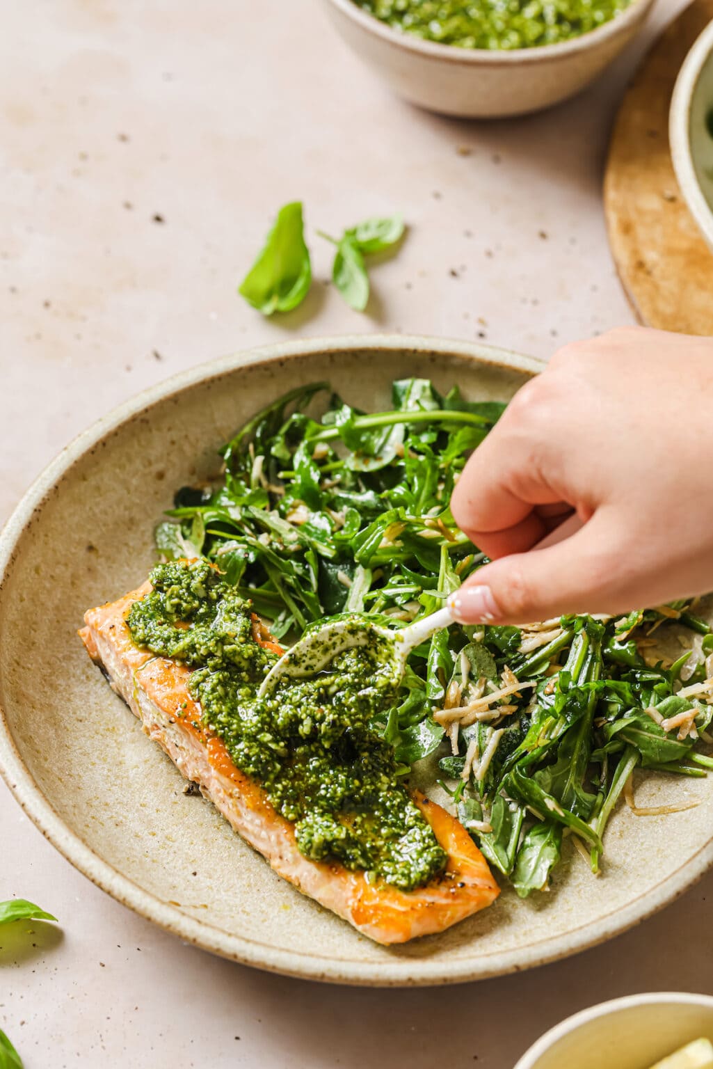 Crispy Pan-Seared Salmon with Pistachio Pesto - Well Seasoned Studio