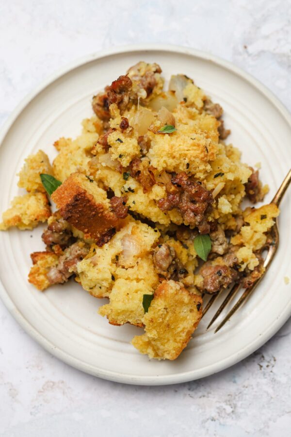 Southern Cornbread Dressing with Sausage - Well Seasoned Studio
