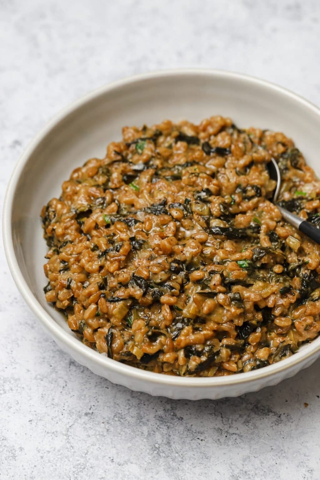 Thick, Creamy Farro Risotto (Farrotto) with Swiss Chard - Well Seasoned ...