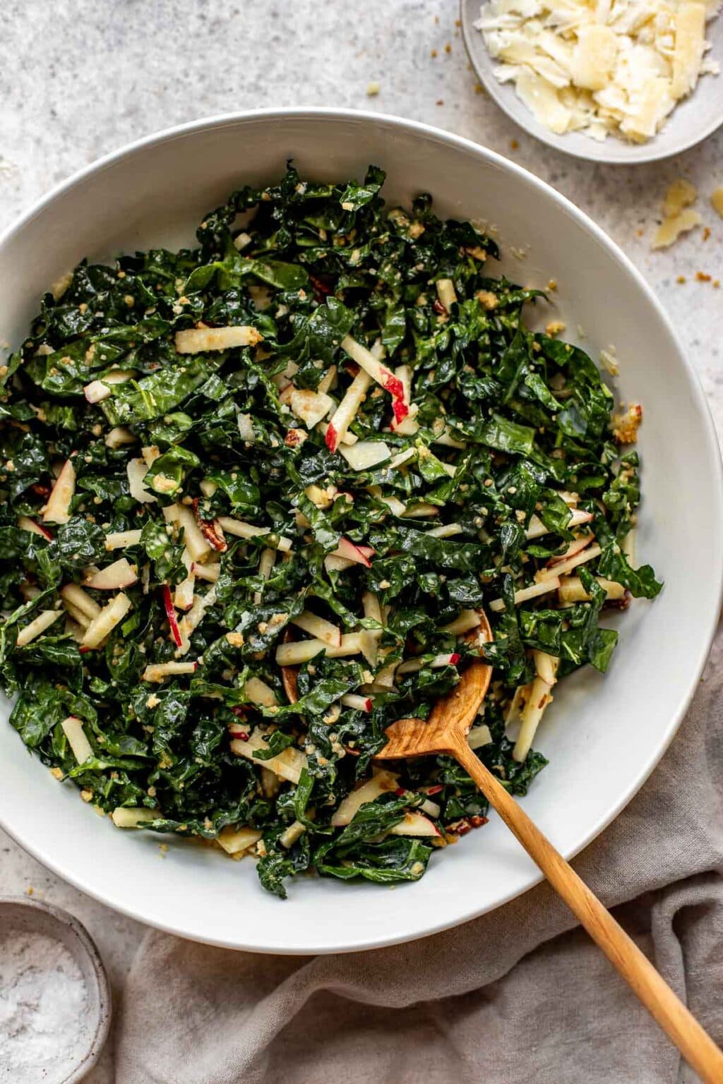 Crunchy Kale Salad With Apple And Pecans - Well Seasoned Studio