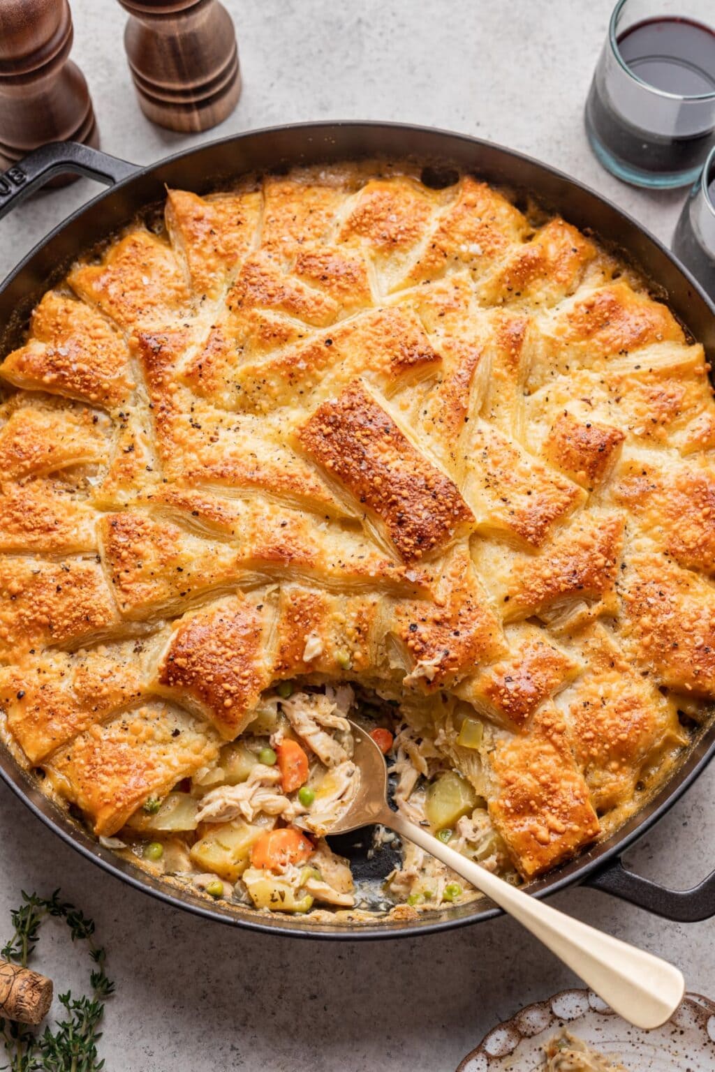 Cozy Chicken Pot Pie with Flaky, Buttery Puff Pastry - Well Seasoned Studio