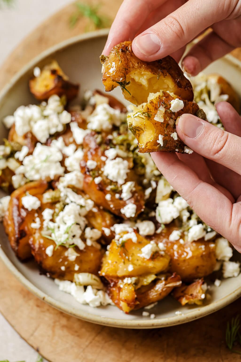 Crispy Smashed Potatoes With Feta & Dill - Well Seasoned Studio