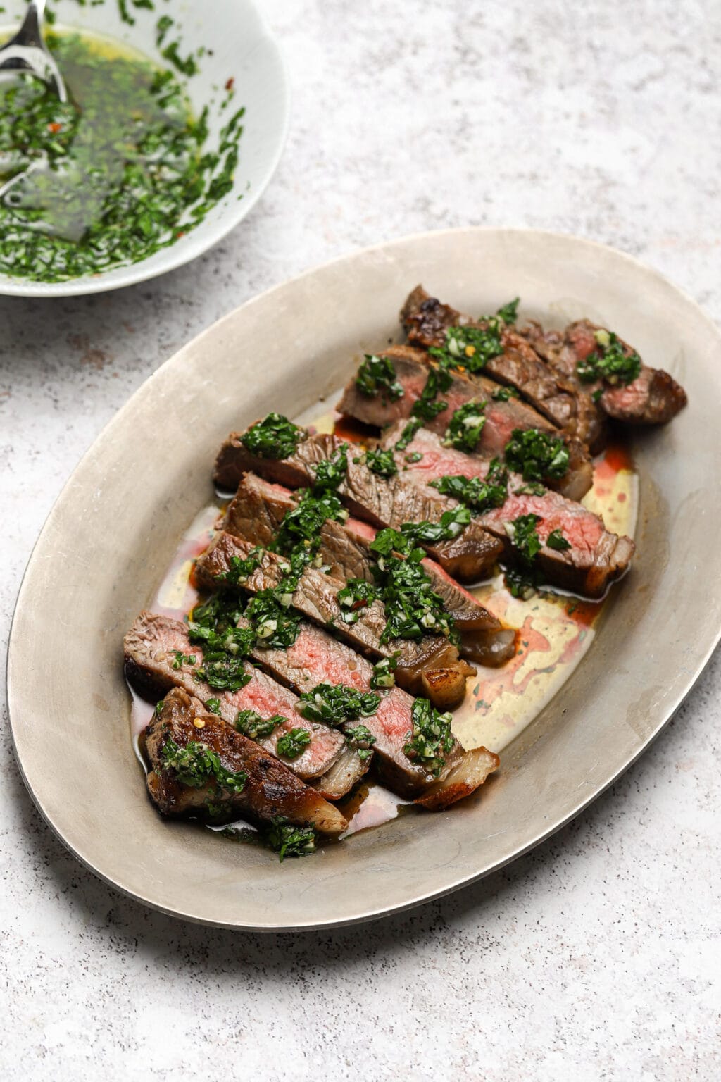 Pan-Seared NY Strip Steak with Salsa Verde - Well Seasoned Studio